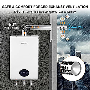 Tankless Water Heater, Camplux 5.28 GPM Water Heater Natural Gas, Tankless Hot Water Heater For Whole House, Indoor, White