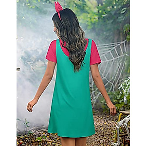 Clarisbelle Womens Halloween Party Graphic Turquoise Dress Phill Lill Crew Ncek Adult Rugrets Cosplay Costume Green S