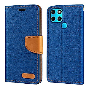for Infinix Smart 6 HD Case, Oxford Leather Wallet Case with Soft TPU Back Cover Magnet Flip Case for Infinix Smart 6 HD (6.6”) Blue