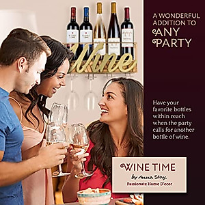 Anna Stay Wine Rack Wall Mounted - Decorative Wine Rack with Wine Glass Holder, Wall Mounted Wine Rack inc Cork Storage & Wine Charms, Wine Gifts with Wine Bottle Holder for Wine Decor