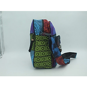 Fwosi Cotton Crossbody Bag with zipper - Unisex Patchwork Tote Bag for Men & Women - Lightweight, Bohemian Bags - 7 Compartments