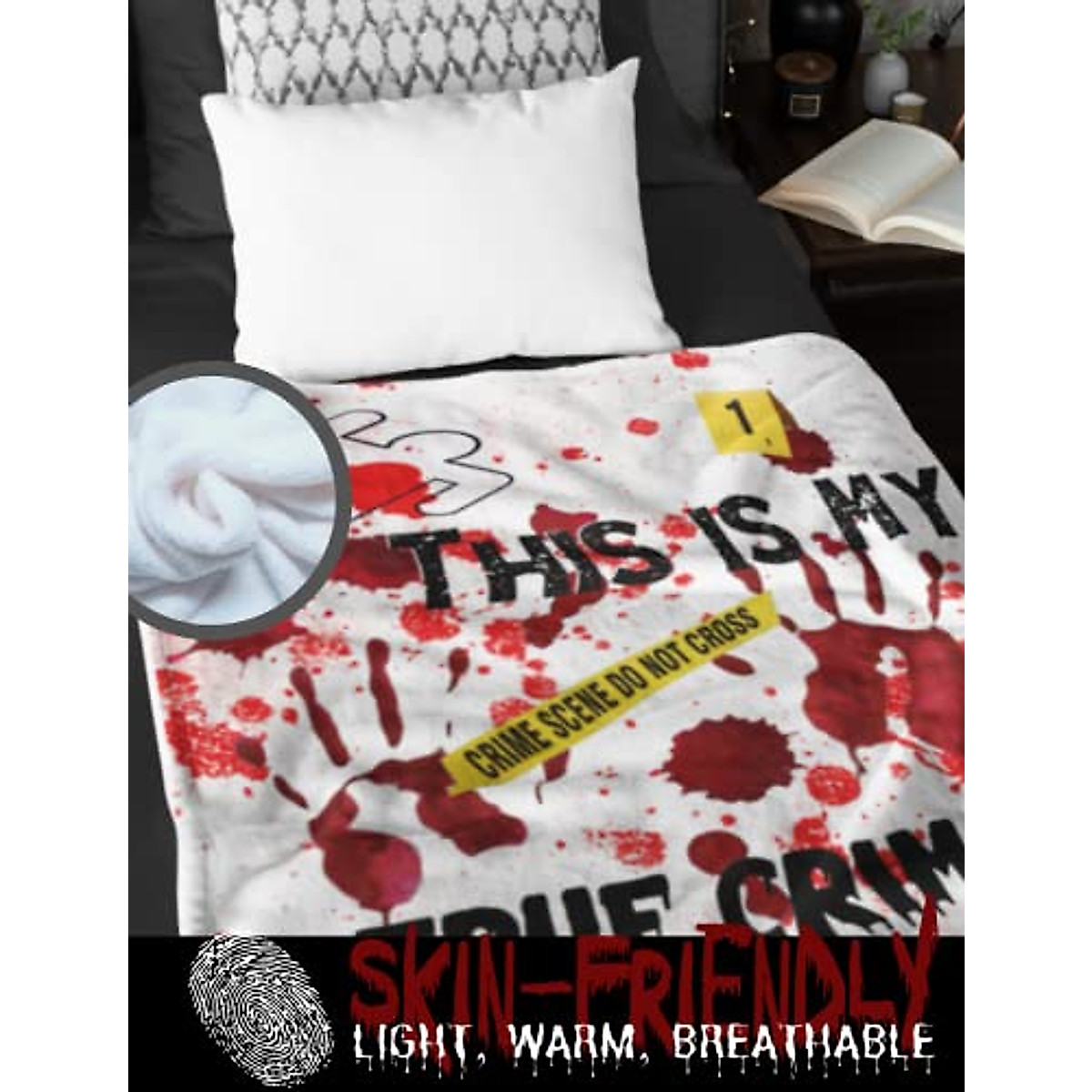 InnoBeta True Crime Gifts, True Crime Blanket, Crime Lovers Gifts, This is My True Crime Watching Blanket, Gift for True Crime Lovers, Crime Scene Lovers, Women, Men, Throw Flannel Blanket 50"x65"