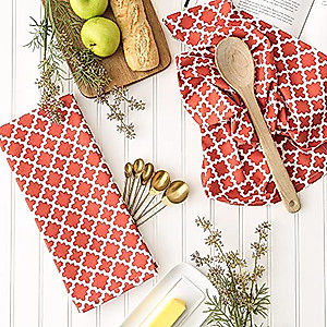 DII Lattice Basics Collection Kitchen Essentials, Dishtowel Set, Vintage Red, 2, Piece