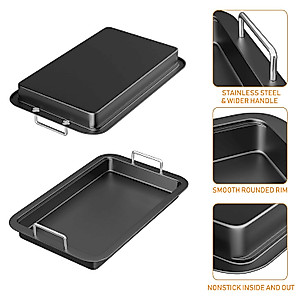 BBQ Future 17.3-Inch Nonstick Roasting Pan with Stainless Steel Rack, Turkey Roaster Pan for Turkey Chicken Meat & Vegetables, Rectangular Roasting Pans for Ovens Heavy Duty & Dishwasher Safe