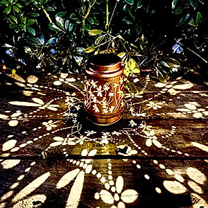 Solar Lantern Lights Outdoor Hanging, Metal Decor Lanterns-Waterproof LED Decorative Light for Garden, Patio, Yard Tree (Dragonfly)