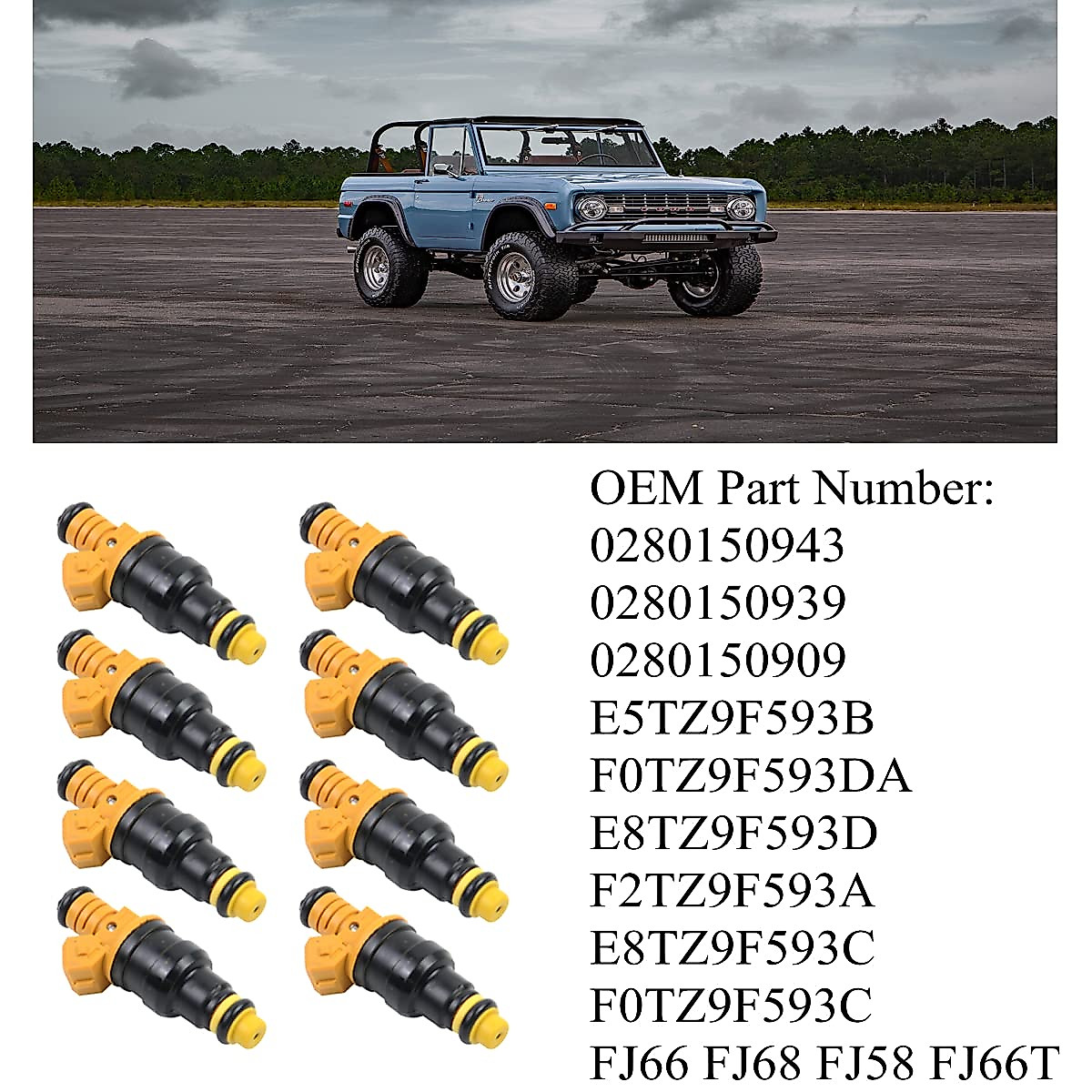 AKWH 0280150943 Set of 8 Fuel Injectors Replacement for Ford Lincoln Mercury 4.6L 5.0L 5.4L 5.8L - F150 F250 F350 E150 E250 E350 Mus-tang Bro-nco 0280150939 0280150909 0280150718