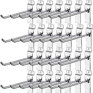 tonchean 100 PCS Chrome Slatwall Display Hooks for Slatwall Board 6 Inch Commercial Grade Metal Retail Hooks Sliver Assortment Garage Storage Organizer Display Hooks for Panel Iron