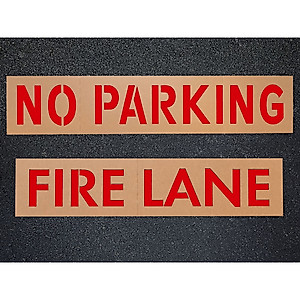 APS 4" FIRE LANE NO PARKING Stencil for Parking Lot | Parking Lot Stencils for Painting | Reusable No Parking Fire Lane Pavement Stencils for Parking Lot Markings | Made in USA w/Recycled Cardboard
