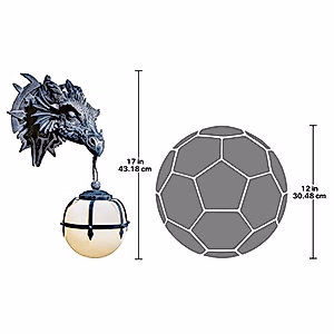 Design Toscano Marshgate Castle Dragon Electric Wall Sconce Light Fixture, Greystone