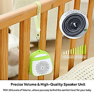 KIOZZIK Portable Sound Machine with Lullabies, White Noise Machine for Sleeping Baby, Kids, Adults, 26 Soothing Nature Sounds, USB Rechargeable, Timer & Memory Features, for Travel, On-The-Go