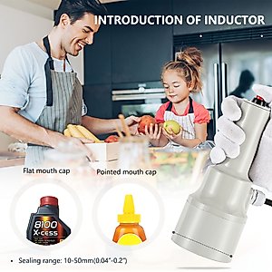 NEWTRY Induction Bottle Cap Sealer 10-50mm Handheld Heat Sealing Machine with Counting Function for Plastic Glass Bottles of Flat and Pointed Cap (110V)