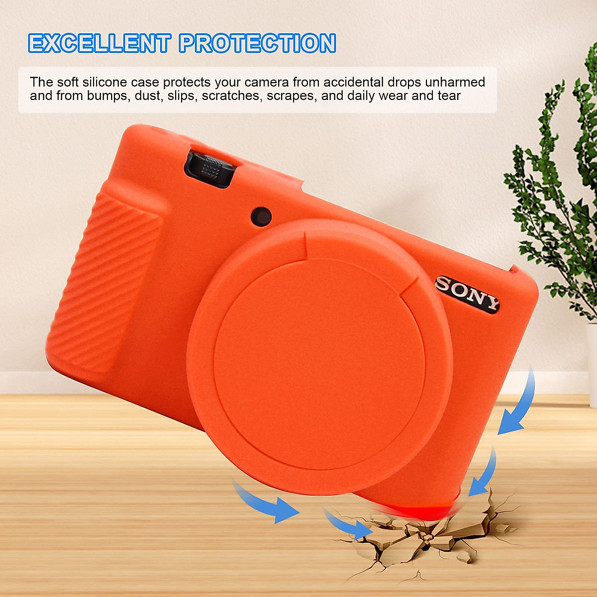 Easy Hood Camera Case for Sony ZV-1 Camera Removable Lens Cover,Anti-Scratch Silicone Soft Camera Case Compatible with Sony ZV-1 ZV1 Camera(Orange)