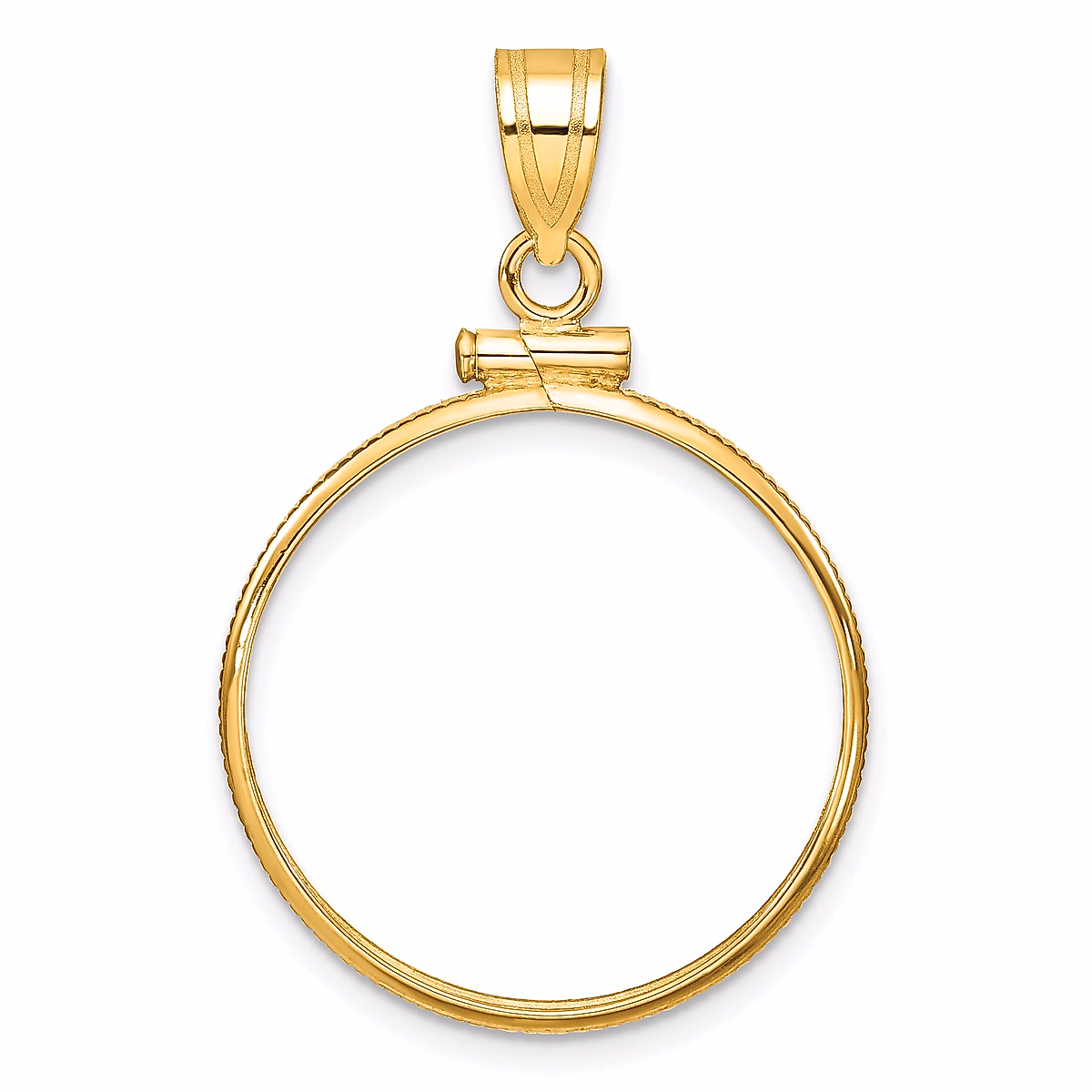 Avariah Wideband Distinguished Coin Jewelry 14k Yellow Gold Polished 22.0mm x 1.9mm Screw Top Coin Bezel Pendant - 33.75mm