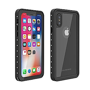 OUNNE iPhone X/Xs Waterproof Case, Underwater Full Sealed Cover Snowproof Shockproof Dirtproof IP68 Certified Waterproof Case with Built-in Screen Protector for iPhone X/Xs