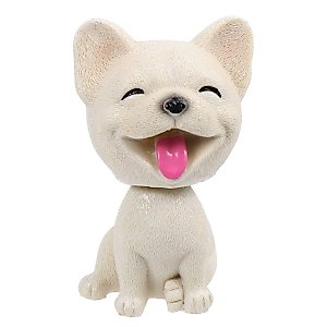 Amosfun Dashboard Nodding Heads Bobble Head French Bulldog Dog Car Dash Puppy Simulation for Car Vehicle Cake Decoration Decor Home Decorative