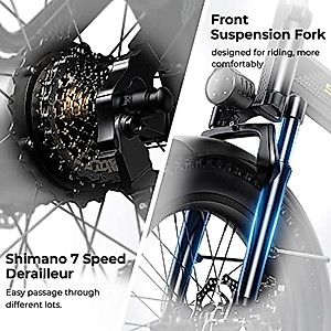 Foldable Electric Bicycles, 750W Brushless Motor, 48V 15AH Removable Battery, Electric Bike with Shimano 7 Speed Derailleur, Ebike for Adults