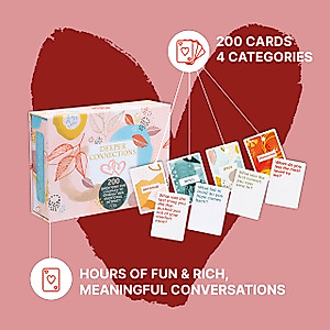 VNS Creations Deeper Connections - 200 Couples Conversation Cards - Build Strong Relationships and Deeper Intimacy - Couples Card Games for Adults - Couple Games for Date Night - Games for Couples