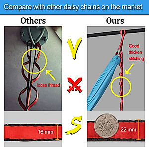 Dasking 2pcs Strong Climbing Strap Adjustable Strap Rope Strong Daisy Chain Nylon Daisy Chain Yoga Straps (Red)