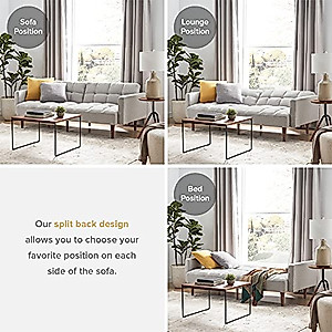 mopio Aaron Futon Convertible Sofa Sleeper Futon Twin Size with Arms Split Back Design 77.5" (Fabric, Light Gray)