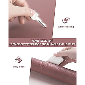Non-Slip Desk Pad,Mouse Pad,Waterproof PVC Leather Desk Table Protector,Ultra Thin Large Desk Blotter, Easy Clean Laptop Desk Writing Mat for Office Work/Home/Decor(Dark Pink, 31.5" x 15.7")