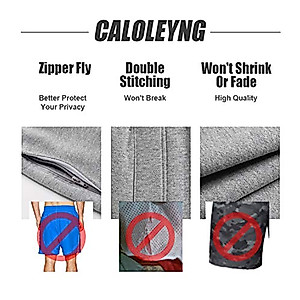 caloleyng Mens Cotton 8" Long Casual Lounge Fleece Shorts Pockets Jogger Athletic Workout Gym Sweat Shorts Lightgrey
