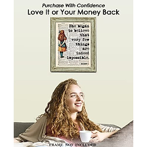 Motivational Wall Art Office Decor for Men & Women: "She Began To Believe" Alice in Wonderland 8x10 Inspirational, Motivational Poster & Positive Affirmations Wall Decor