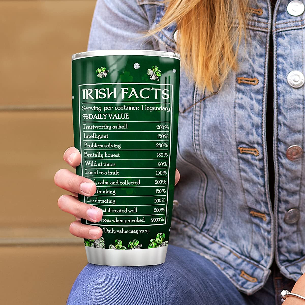 Wassmin Personalized St Patricks Day Tumbler Irish Fact Celtic Cross Jewelry Drawing Stainless Steel Tumbler 20 Oz 30 Oz with Lid Travel Mug Saint Paddy's Day Gifts for Irish Women Men Family Friends