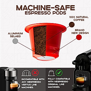FORTISIMO Espresso Pods Variety Pack - 100 Count Espresso Capsules - Compatible with Nespresso Original Line Machines - Authentic and Refined Taste Freshly Packaged in Italy