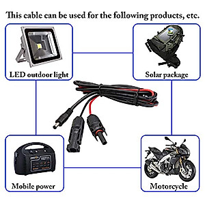 zdyCGTime Solar Adapter Male and Female to DC 5.5mm x 2.1mm Male Solar Power Extension Cable for Solar Panel and Portable Generator Connector to DC Solar Panel Connector Adapter Cables, 1.5m 16AWG.