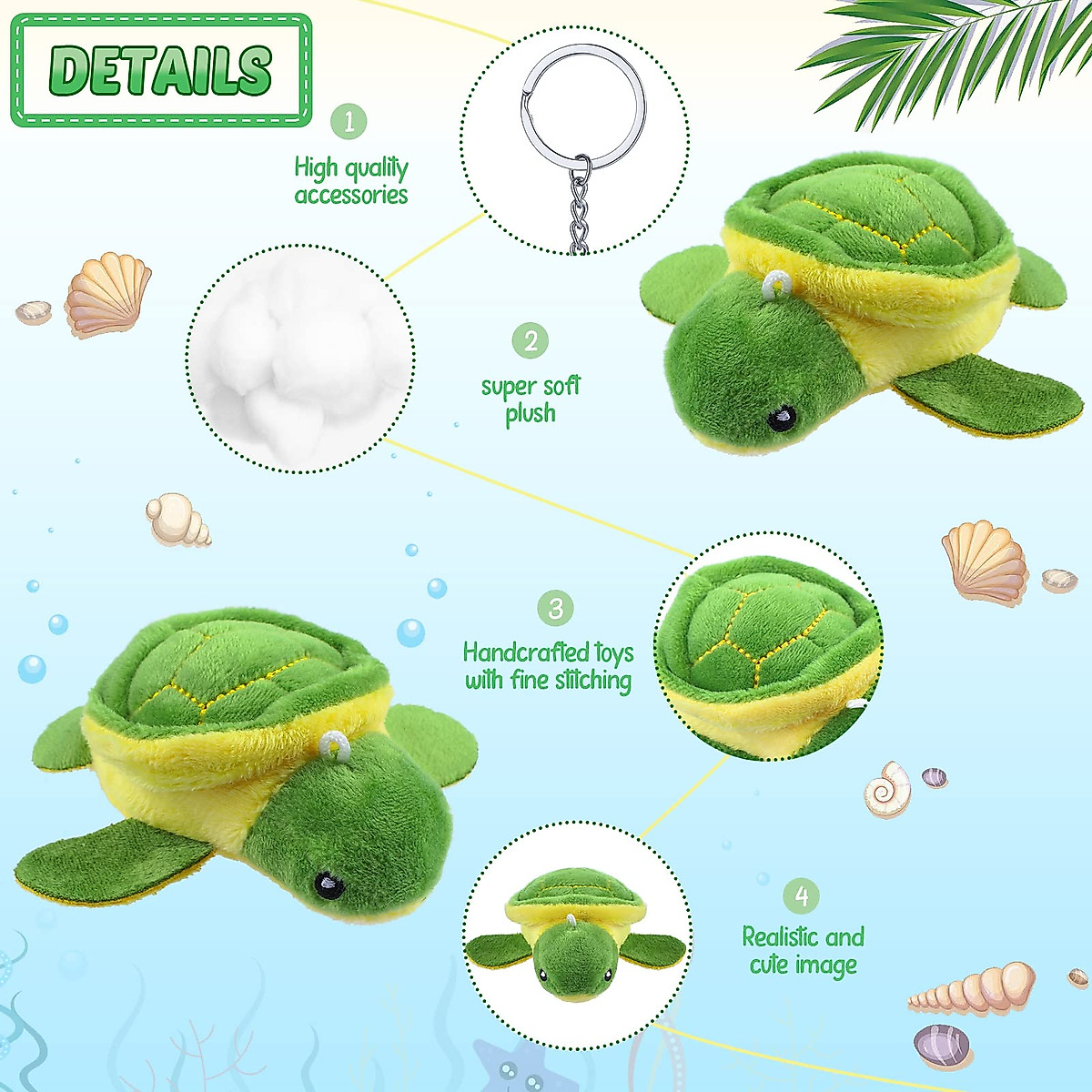 HyDren 24 Pcs Small Turtle Stuffed Toy Soft Sea Turtle Animal Plush Toys Adorable Turtle Stuffed Animal Plush Turtle Toys Turtle Party Decorations for Birthday Beach Ocean Party(Vivid Style)
