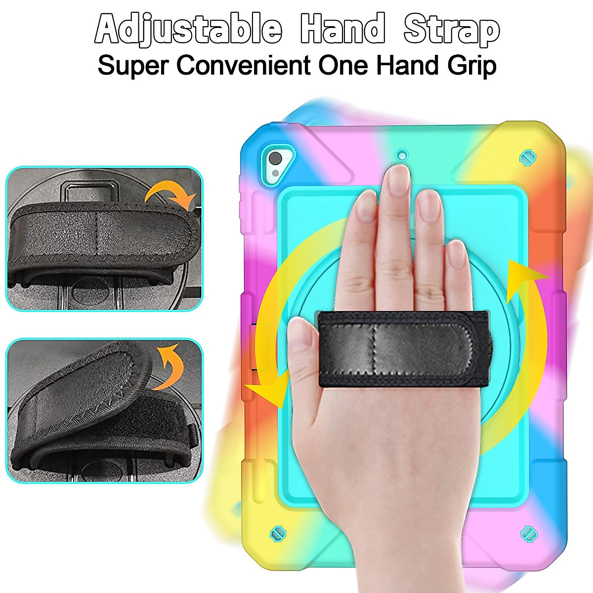 LTROP Protective Cover Case for iPad 6th/ 5th Generation & iPad Air 2 Case, iPad 9.7 Inch Case with Shoulder Strap Pen Holder Swivel Stand, Aqua Teal