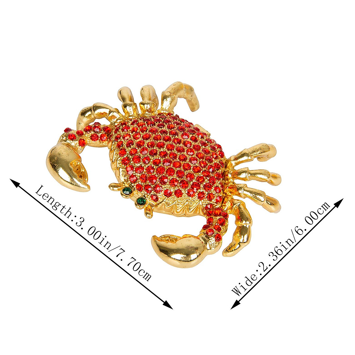 QIFU Hand Painted Crab Shape Decorative Enameled Trinket Box Hinged Unique Gift for Home Decor