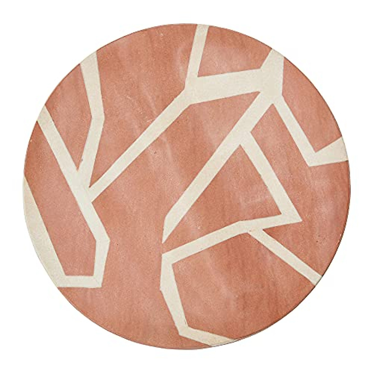 Main + Mesa 10" Round Sandstone Trivet, Terracotta/Off-White