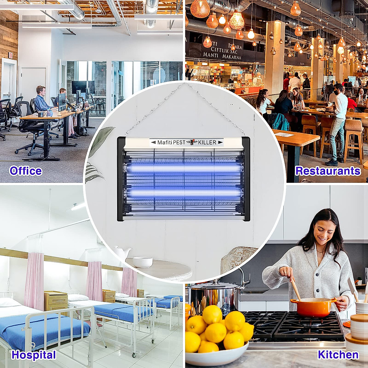 mafiti Bug Zapper Fly Traps Indoor Electric Mosquito Zapper Fly Killer Gnats Fruit Trap for Home Restaurants Kitchen Garden with 2 Replacement Bulbs Black