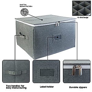 Boczif Wine Glass Storage Cases, Stemware Storage Chest Boxes with Dividers, Glassware Storage Containers Holds 12 Red or White Wine Glasses, Champagne Flutes, Crystal, Drinkware with Label Window