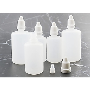 CCHW 100ml 50ml Plastic Squeezable Dropper Bottles, 5pcs (3x50ml+2x100ml) Empty Refillable Plastic Dropper Bottle Dropping Bottles (Drops of Plug can Removable) Bottle Eye Liquid Dropper, white