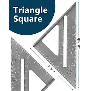 Rafter Square 2 Packs 7 Inch Carpentry Tools Aluminum Alloy Die-Casting Carpenter Square