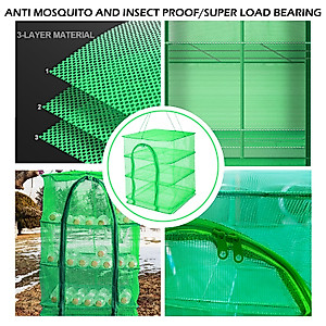 WEISGJA Hanging Drying Rack 4 Layers Foldable Nylon Netting, Folding Fish Mesh, Drying Fish Net for Shrimp Fish Fruit Vegetables Herb, with Zipper Opening, Green (22.4X15.7X25.5 in/Large)