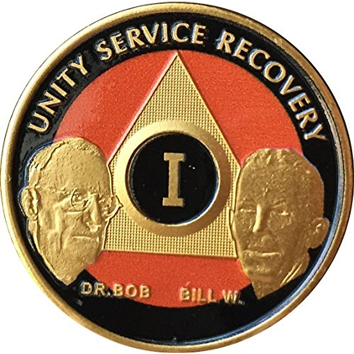 1 Year Founders AA Medallion HD Orange Black Gold Plated Bill & Bob Chip