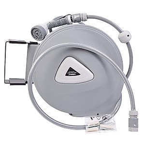Retractable Garden Water Hose Reel Storage Gun Rewind Wall Mount 32Feet/65Feet/100Feet (65 Feet)