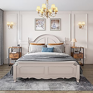 KHLJJU Nightstand with Charging Station, Bedside Tables with USB Ports and Outlets, Side Table with Drawer for Small Spaces, Vintage End Table for Bedroom, Living Room