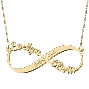 UMAGICBOX Personalized Gold Infinity Name Necklace with Heart Arrow Anchor Compass Mountain Constellation ​Forever Love Pendant Jewelry Birthday Gift Ideas for Women Girls Mother Daughter Friendship