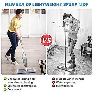 Spray Mops for Floor Cleaning Microfiber Floor Mop for Hardwood Floors Wet Dust Mop Flat Mop Floor Cleaner Mop with 4 Washable Pads 440 Ml Refillable Bottle for Wood Floor Tile Laminate Vinyl Kitchen