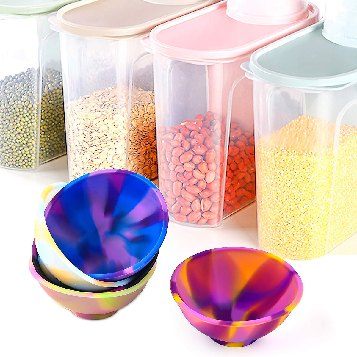 Coopay 8 Pieces Mini Silicone Bowls Multicolor Pinch Bowls Heat Resistant Snack Bowls Prep and Serve Bowls, Unbreakable, Flexible, 1.75 Oz (Mixed Colors)