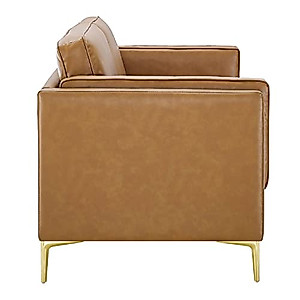 Modway Kaiya Upholstered Vegan Leather Sofa, Tan