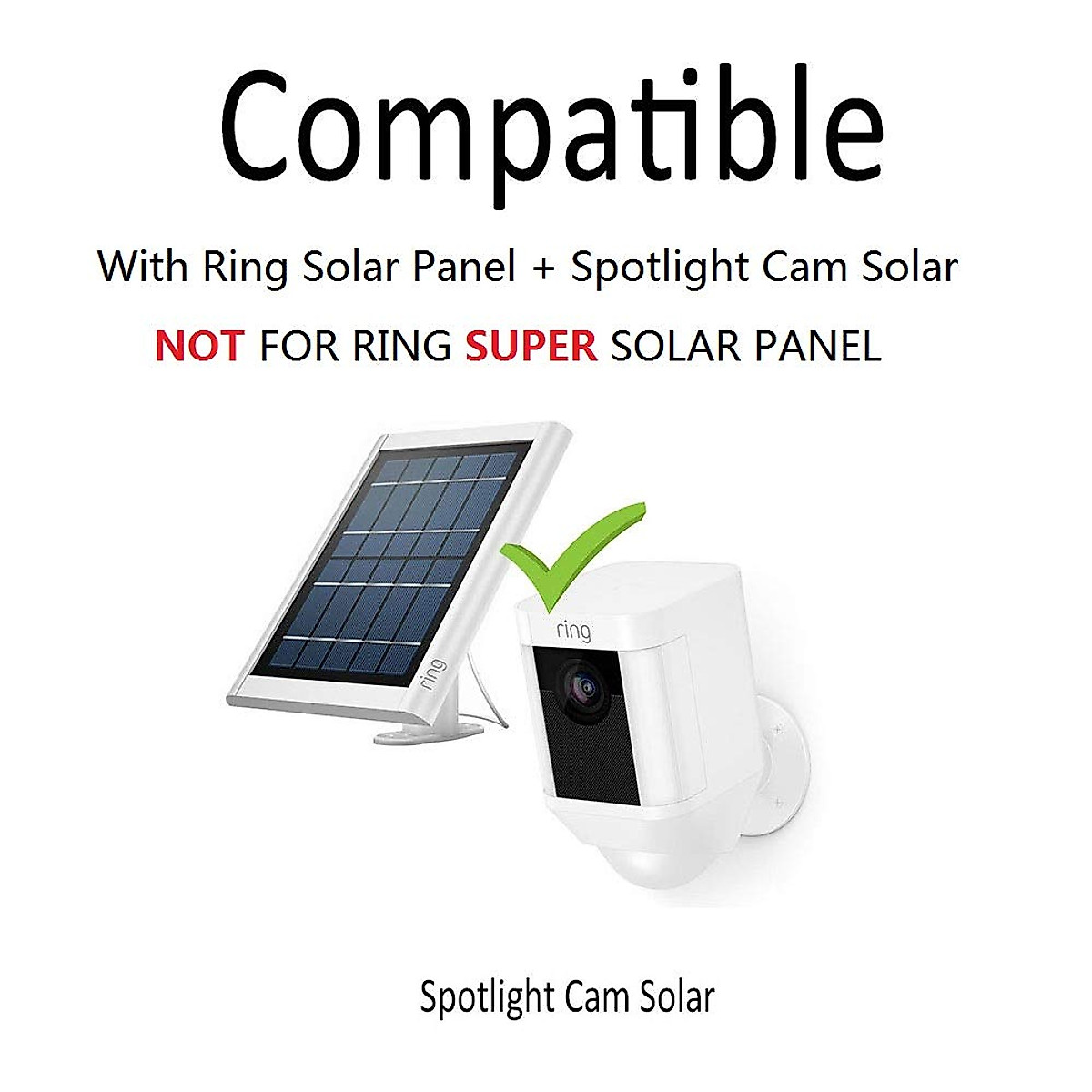 8.2ft Weatherproof DC Extension Cord for Ring Spotlight Cam Battery Solar Panel for Maximum Sunlight Exposure