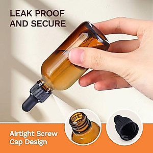 Bumobum 30ml Dropper Bottle with Measured Dropper and Labels, 2Pcs 1 oz Amber Glass Dropper Bottles for Essential Oils with Funnel, Tincture Bottle Droppers for Liquid