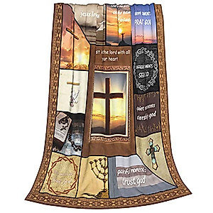 WISH TREE Christian Gifts for Women Scripture Throw Blanket Religious Spiritual Gifts with Bible Verse, Inspirational Thoughts and Healing Prayers Gift for Women Men 50"x60"(Collage)