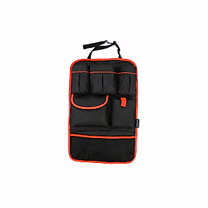 Durapower AM25-1625-GM Premium Backseat Organizer for Kids,Waterproof and Stain Resistant Kick Mats Back Seat Protector, Durable Backseat Car Organizer with Large Storage, Kick Mat, Black Red