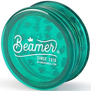 Beamer Crown Logo 3-Piece 63mm Acrylic Grinder - Transparent Green Color + Beamer Smoke Sticker